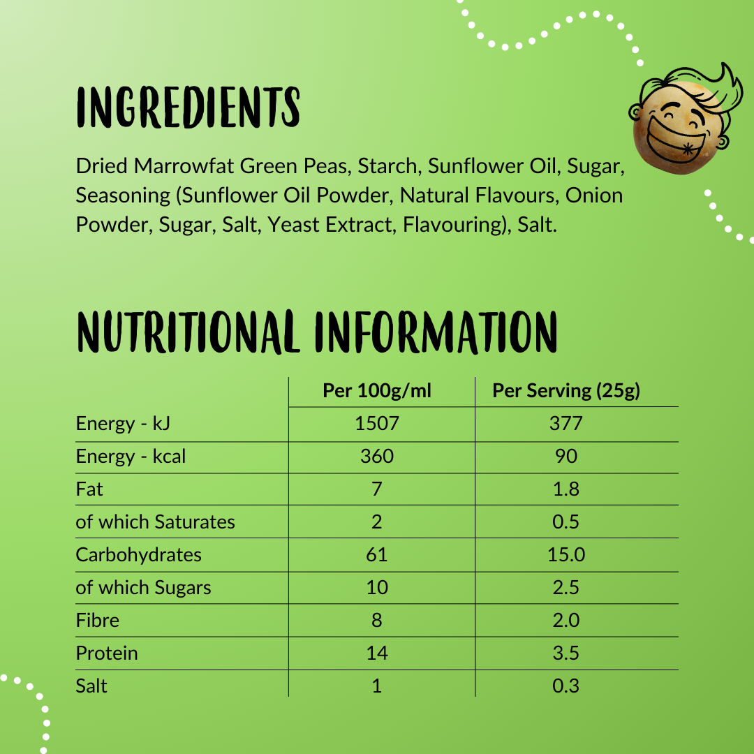 Cheesy Peasy & Onion Pod Packs (12 x 25g) – Taking the Pea
